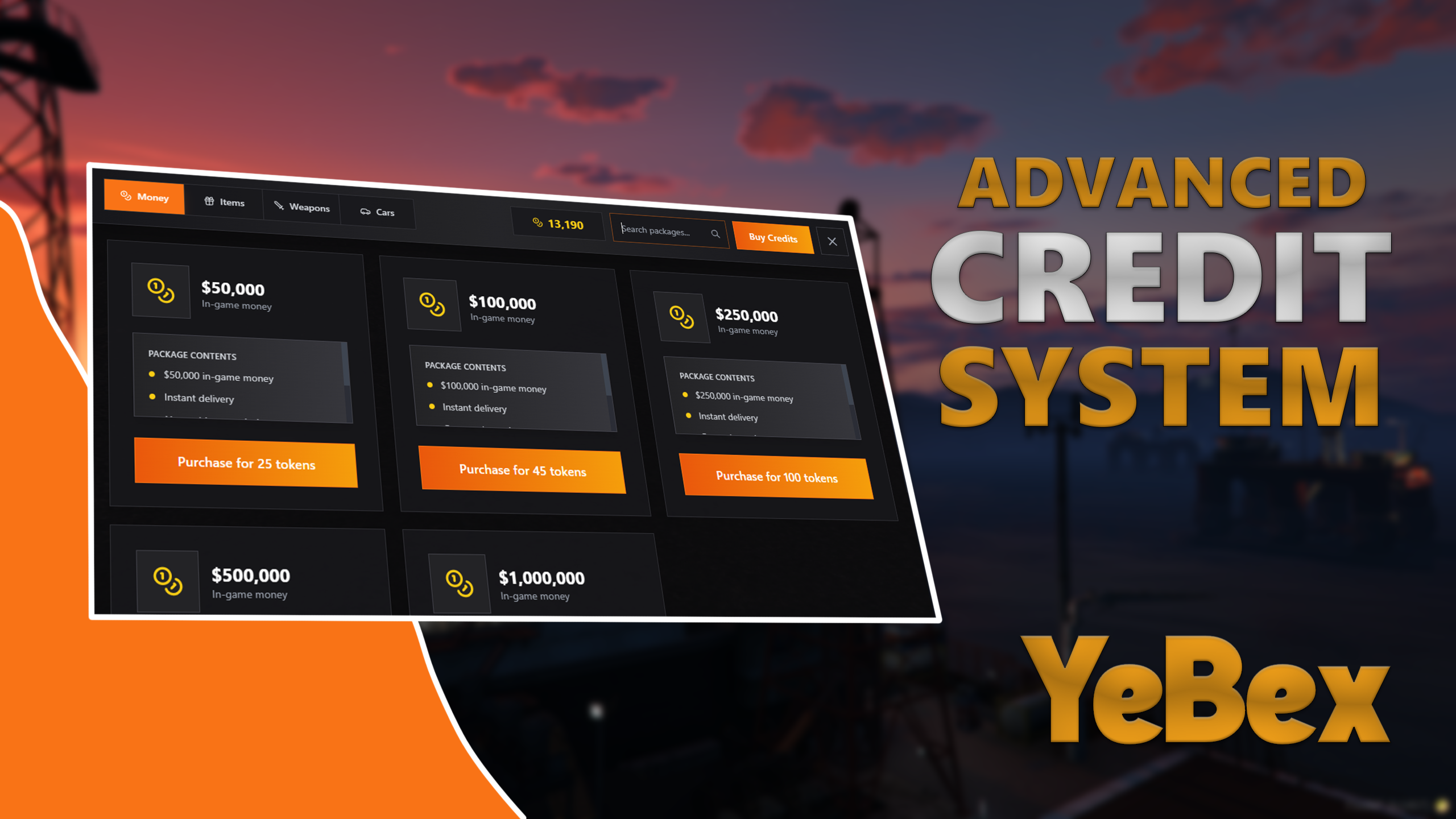 Fivegift - Yebex Credit Shop [ESX/QB/QBX/CUSTOM]